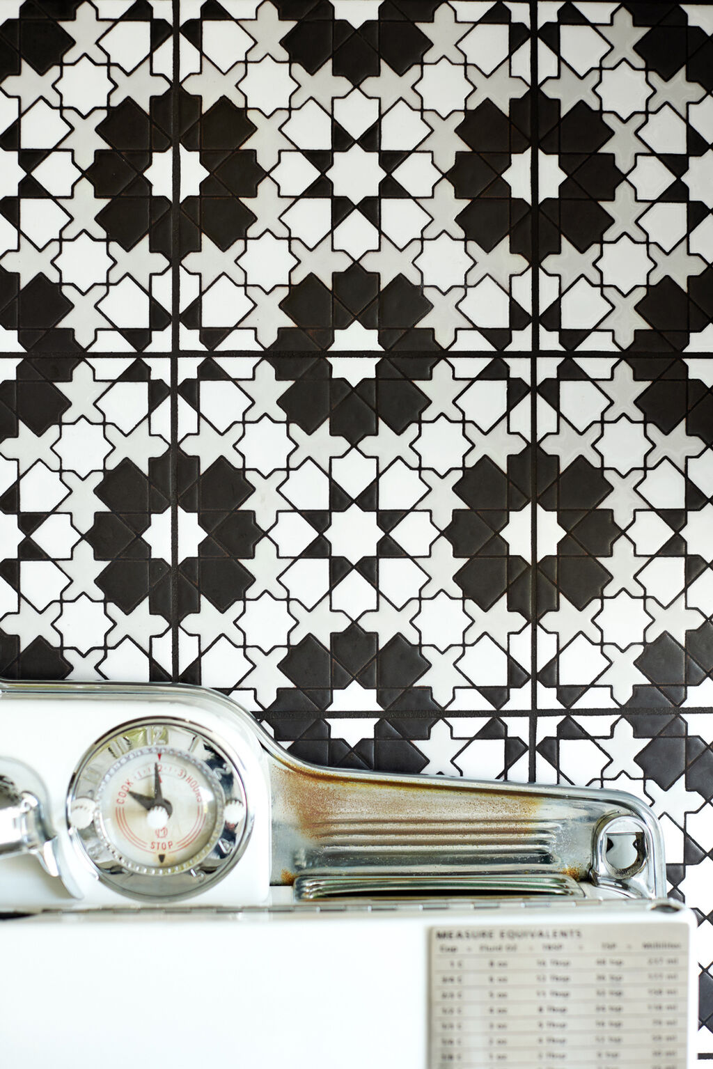 Handpainted Black and White Kitchen Backsplash | Fireclay Tile