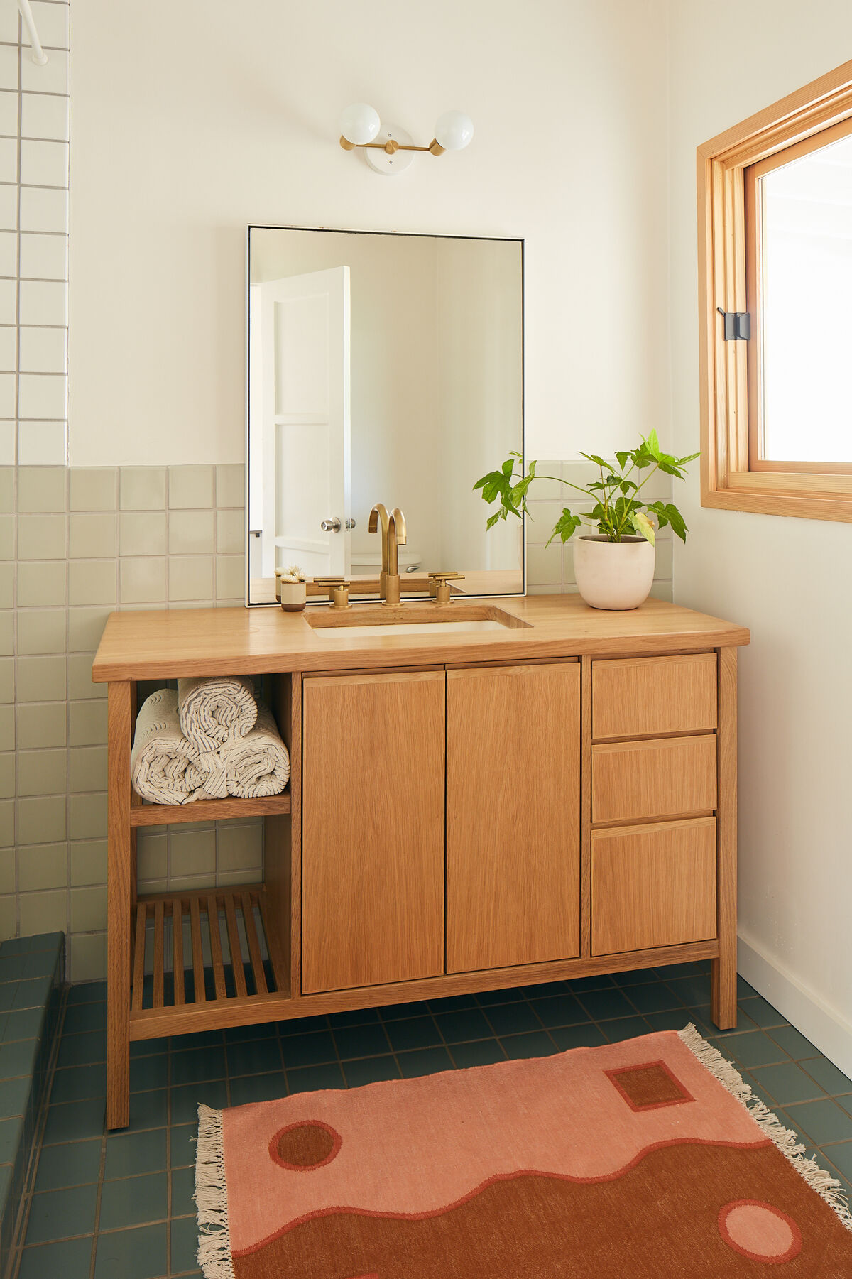 Scandi-Inspired Bathroom with Color Block Tile | Fireclay Tile