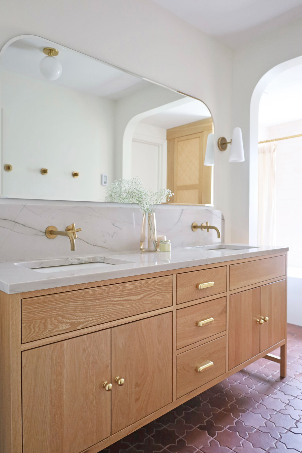 Antique Mini Star and Cross Bathroom Floor Tile | Fireclay Tile