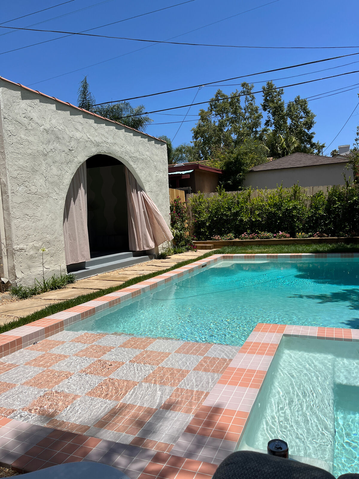 Samantha Klein: Checkered Pink Pool Tile | Fireclay Tile