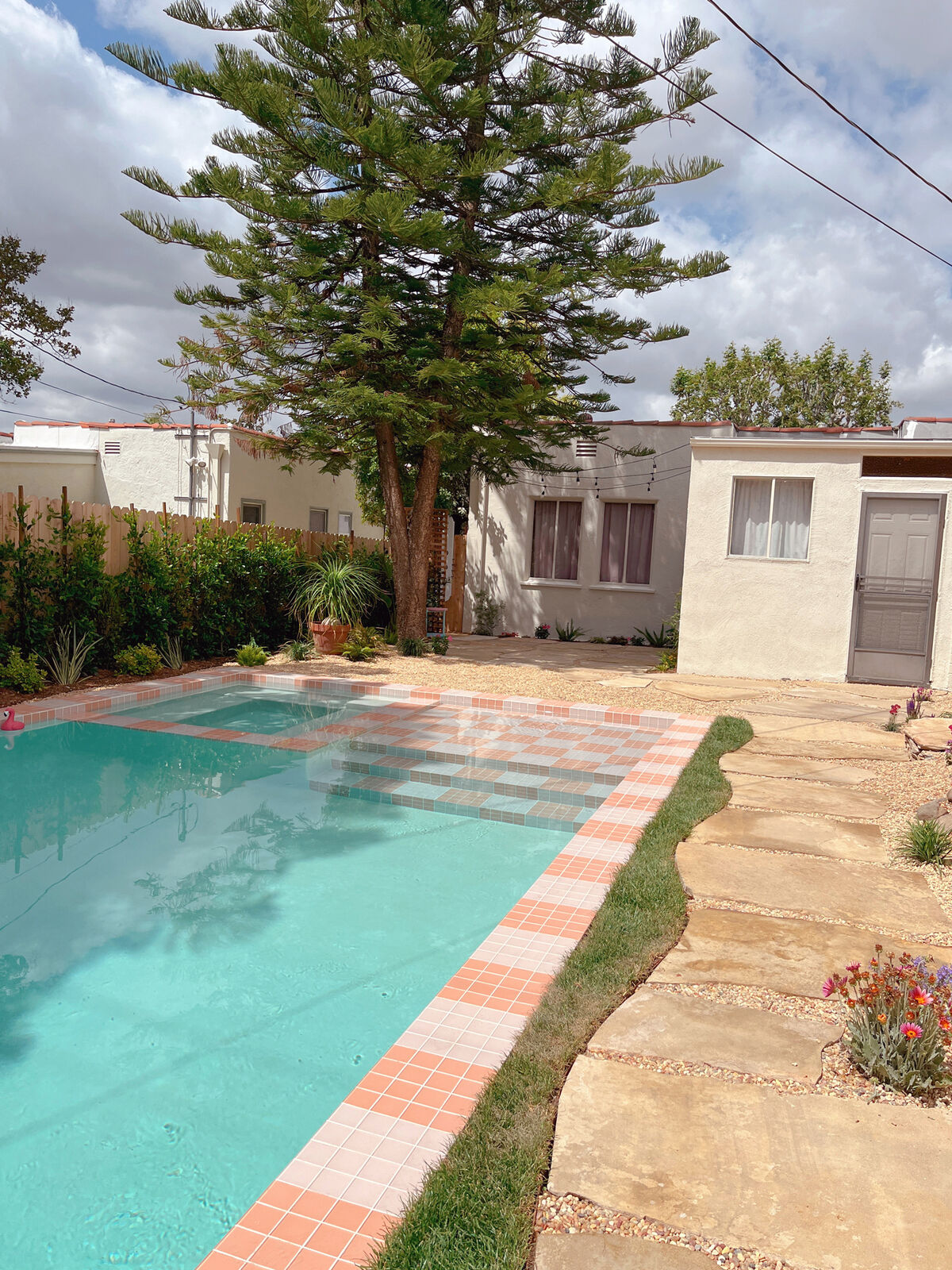 Samantha Klein: Checkered Pink Pool Tile | Fireclay Tile