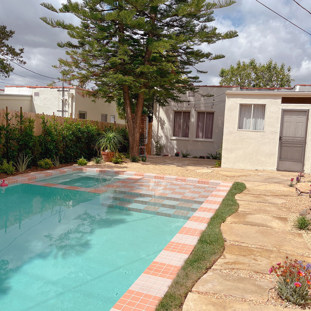 Samantha Klein: Checkered Pink Pool Tile | Fireclay Tile