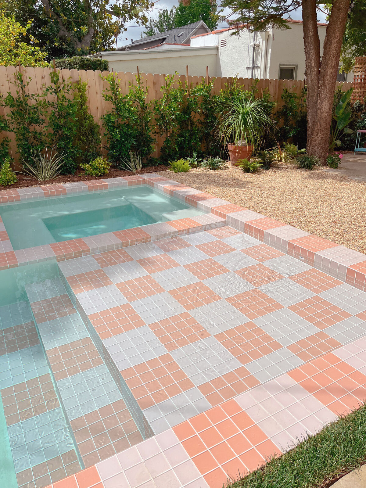 Samantha Klein: Checkered Pink Pool Tile | Fireclay Tile