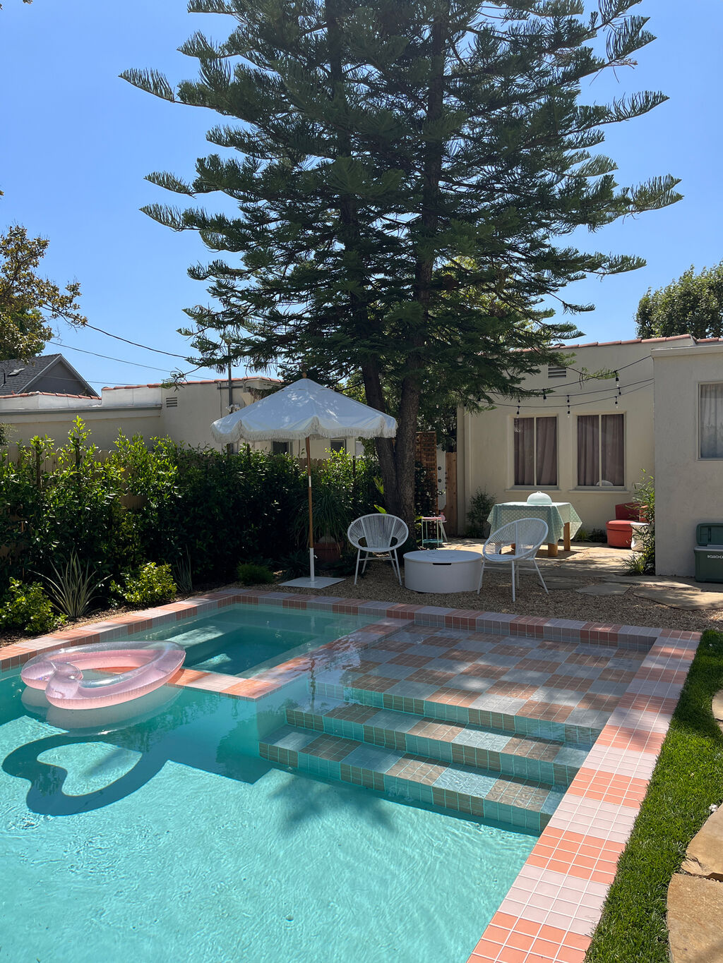 Samantha Klein: Checkered Pink Pool Tile | Fireclay Tile