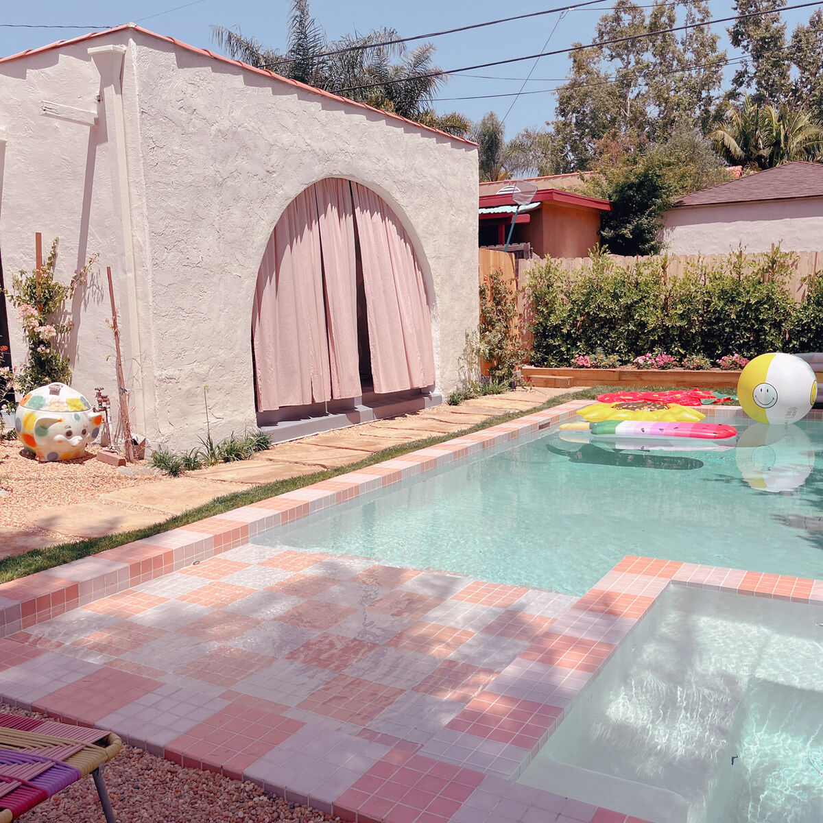 Samantha Klein: Checkered Pink Pool Tile | Fireclay Tile
