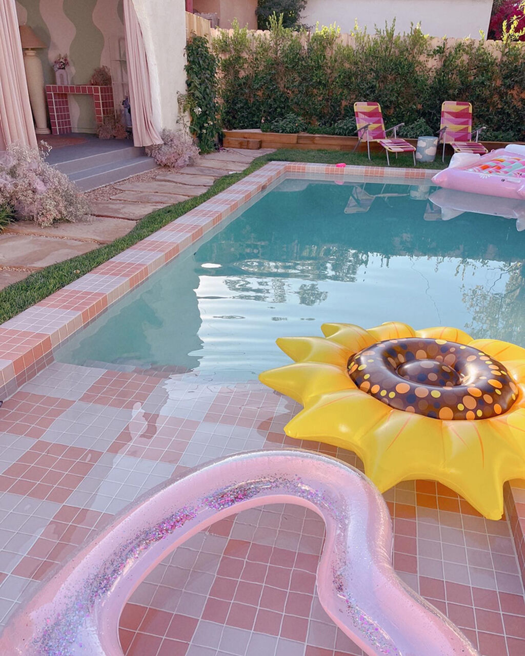 Samantha Klein: Checkered Pink Pool Tile | Fireclay Tile