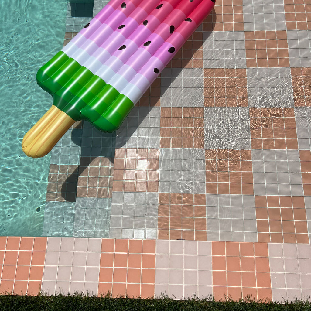 Samantha Klein: Checkered Pink Pool Tile | Fireclay Tile