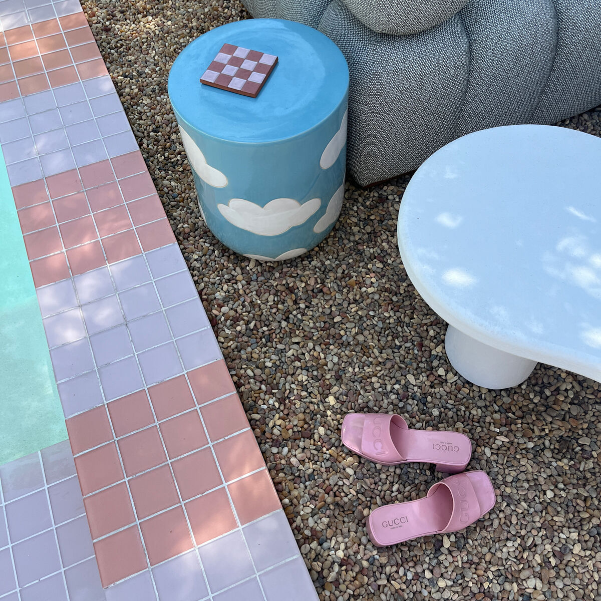 Samantha Klein: Checkered Pink Pool Tile | Fireclay Tile