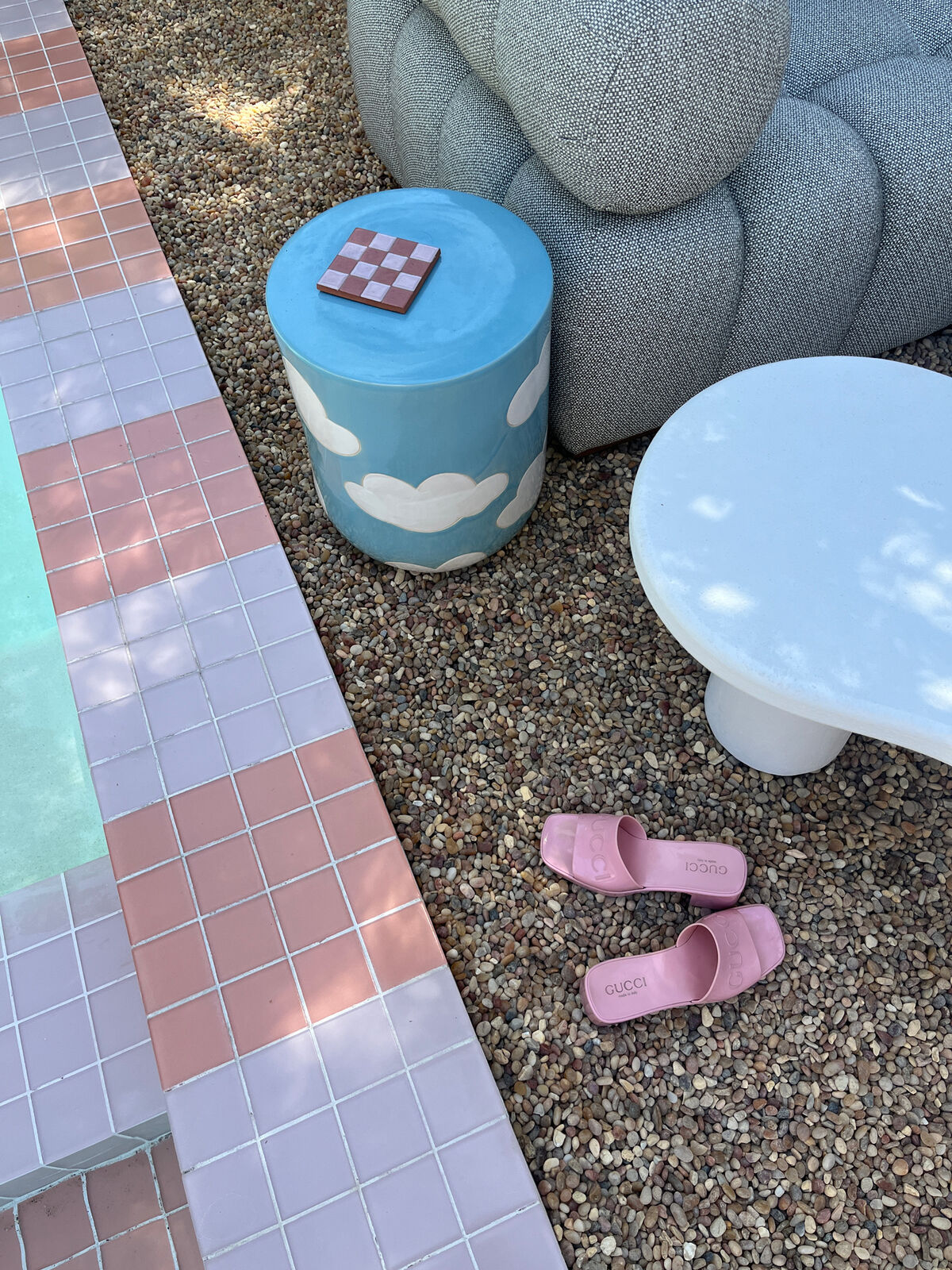 Samantha Klein: Checkered Pink Pool Tile | Fireclay Tile