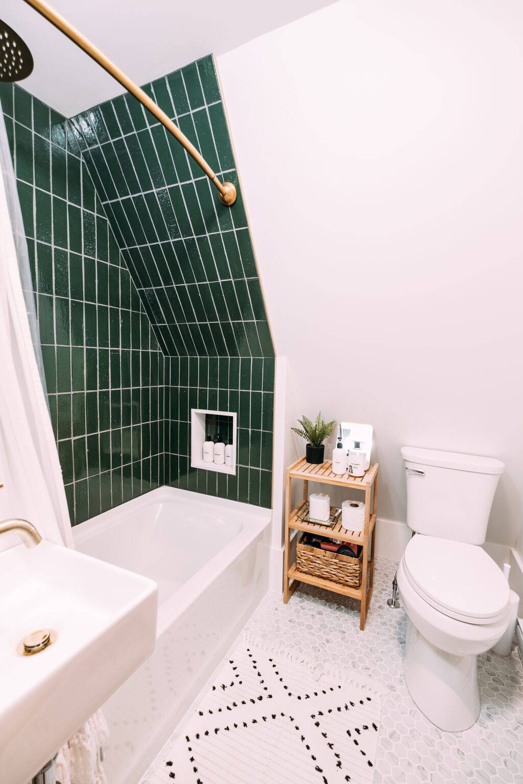 The Vermont A-Frame Green Brick Shower | Fireclay Tile
