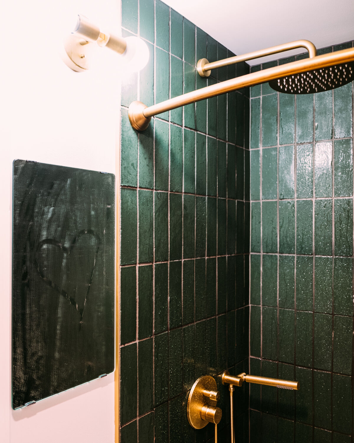 The Vermont A-Frame Green Brick Shower | Fireclay Tile