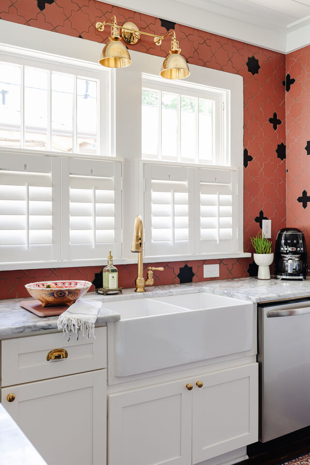 Eclectic Two-Toned Star and Cross Kitchen | Fireclay Tile