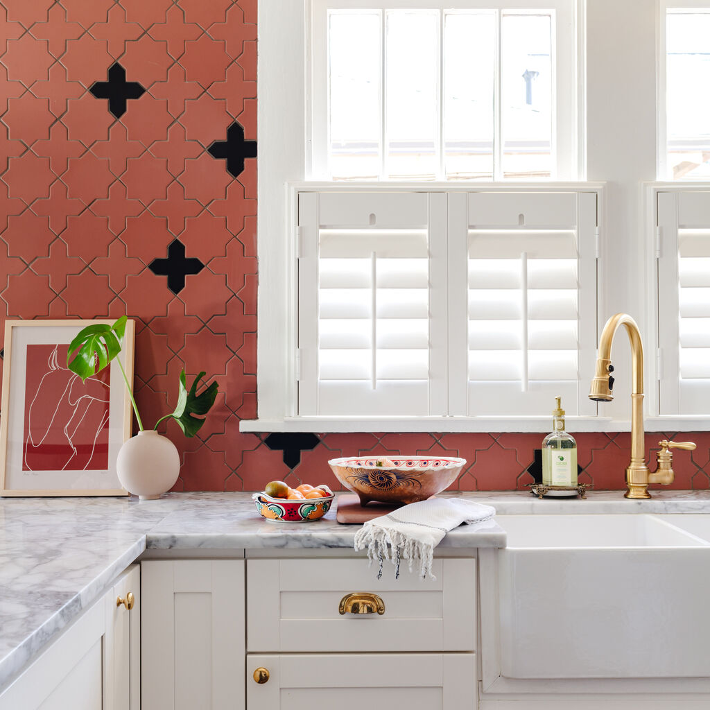 Eclectic Two-Toned Star and Cross Kitchen | Fireclay Tile