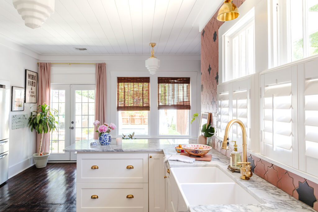 Eclectic Two-Toned Star and Cross Kitchen | Fireclay Tile