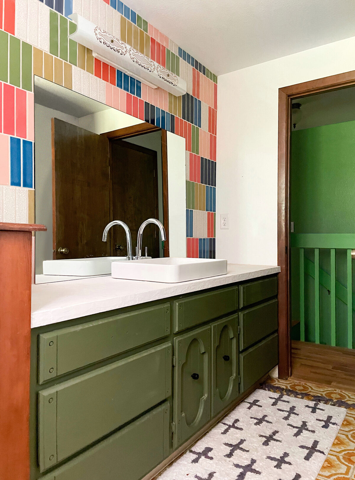Banyan Bridges: Rainbow Patchwork Bathroom Backsplash | Fireclay Tile