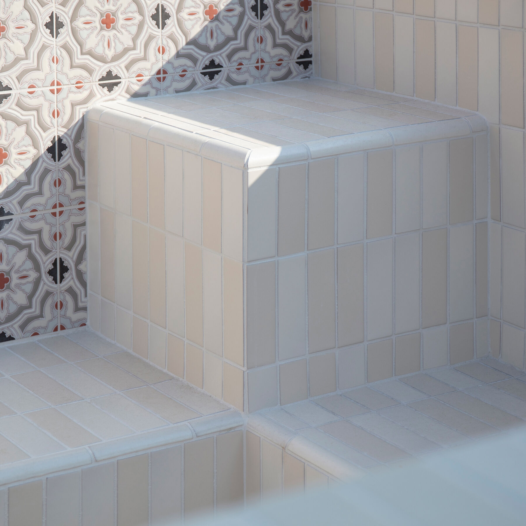 Ivory Tile Spa with Handpainted Fountain | Fireclay Tile