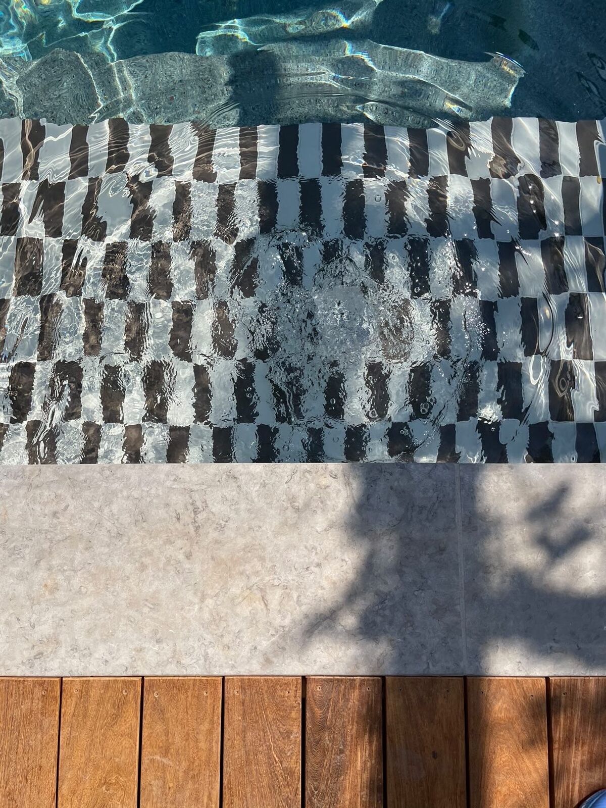 Greyscale Striped Backyard Pool Tile | Fireclay Tile