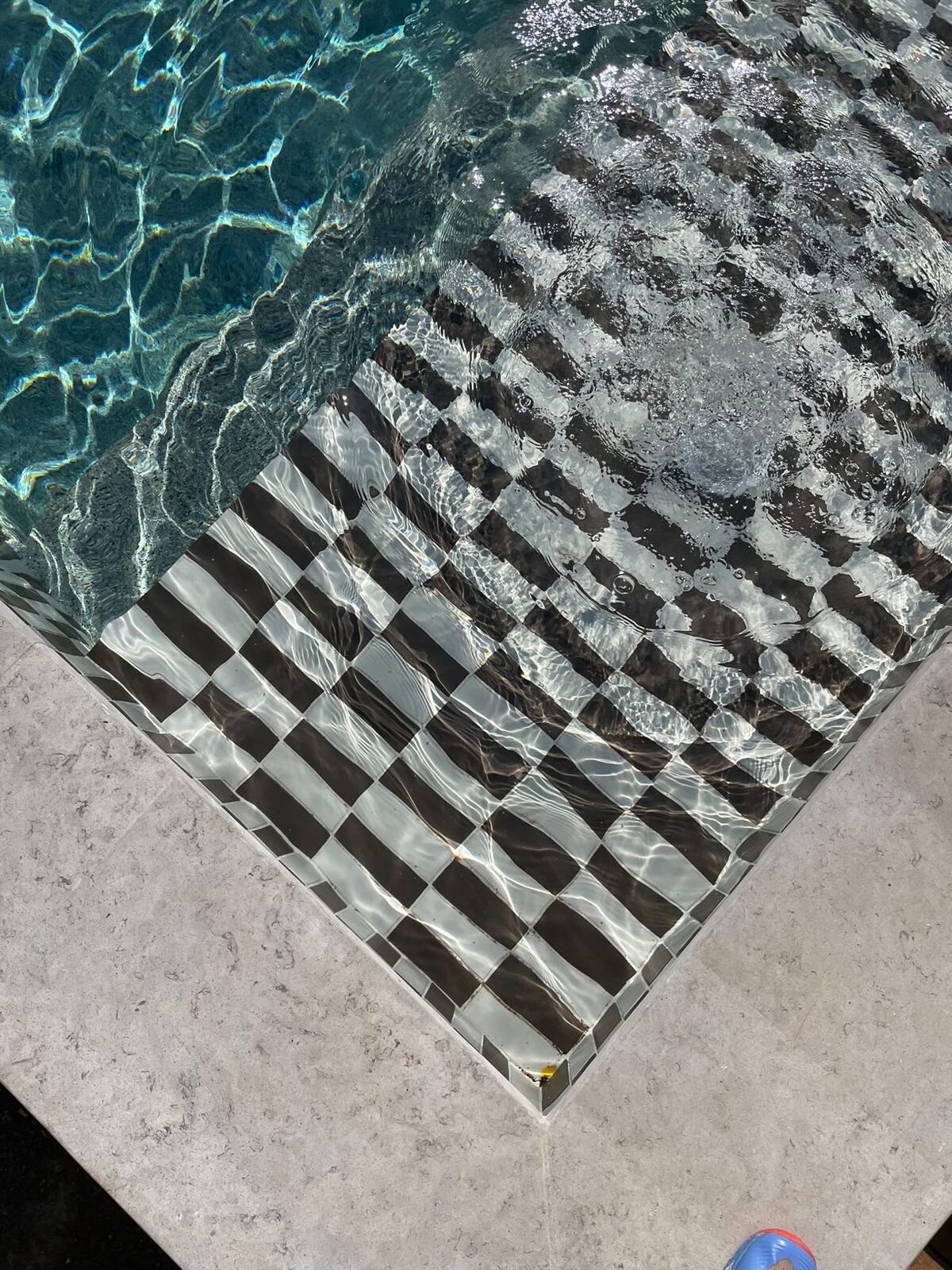 Greyscale Striped Backyard Pool Tile | Fireclay Tile