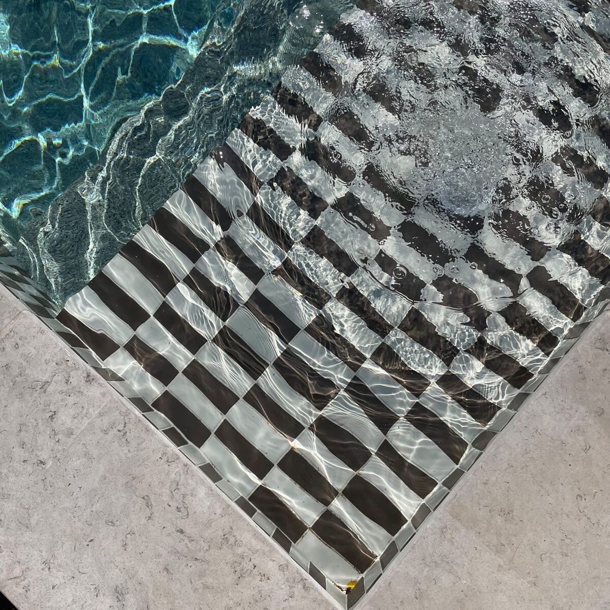 Greyscale Striped Backyard Pool Tile | Fireclay Tile