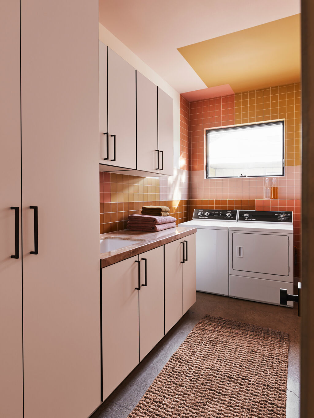 4x4 Glass Tile Color Block Laundry Room | Fireclay Tile