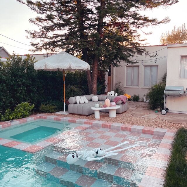 Samantha Klein: Spooky Checkered Pink Pool Tile | Fireclay Tile