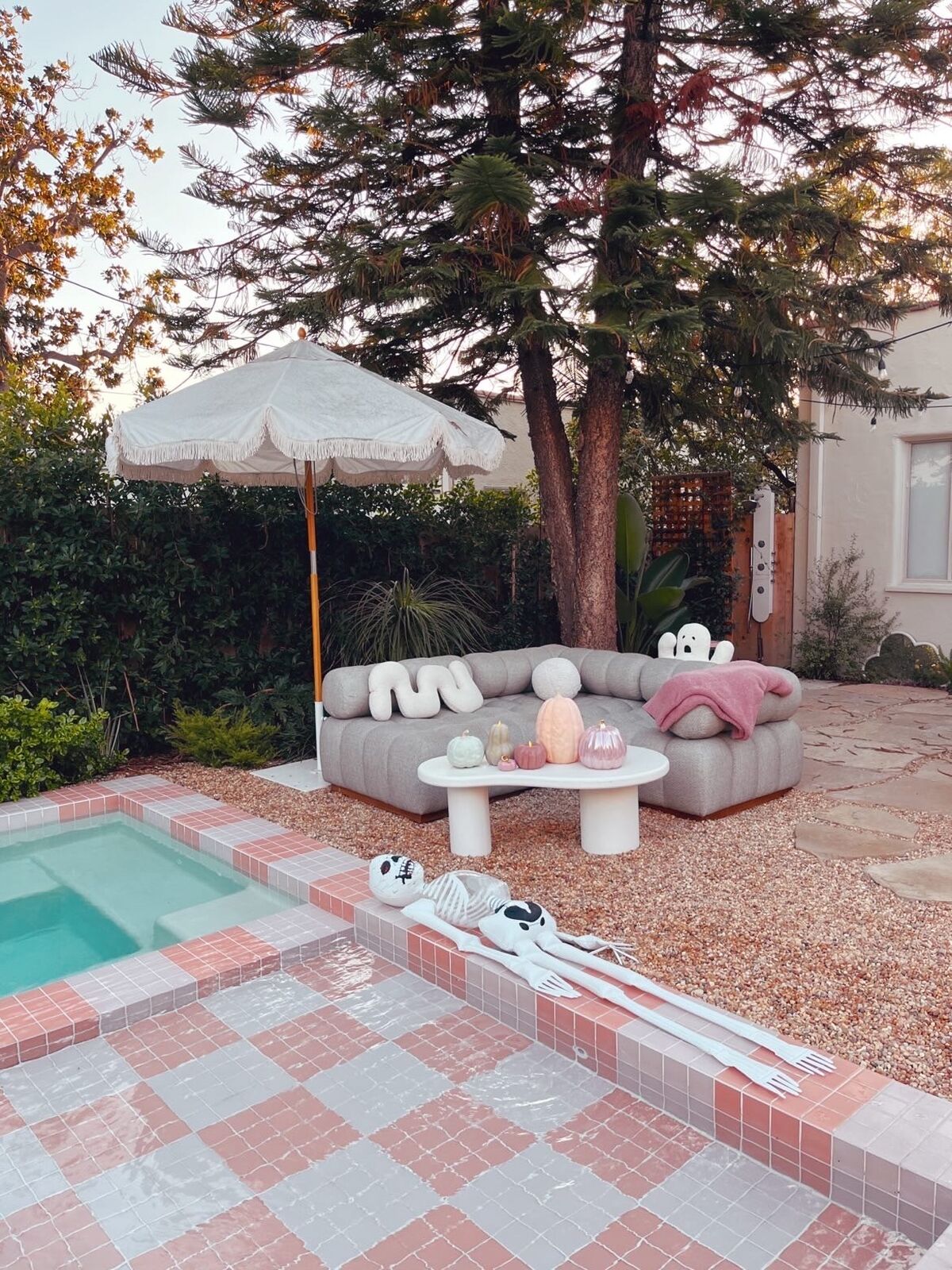 Samantha Klein: Spooky Checkered Pink Pool Tile | Fireclay Tile