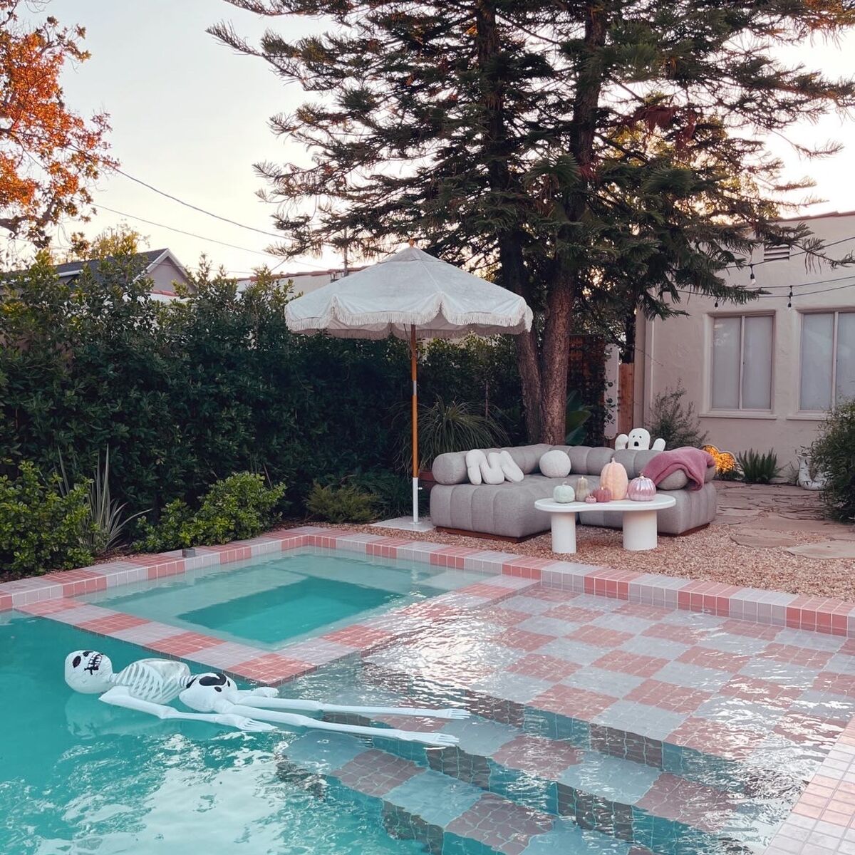 Samantha Klein: Spooky Checkered Pink Pool Tile | Fireclay Tile