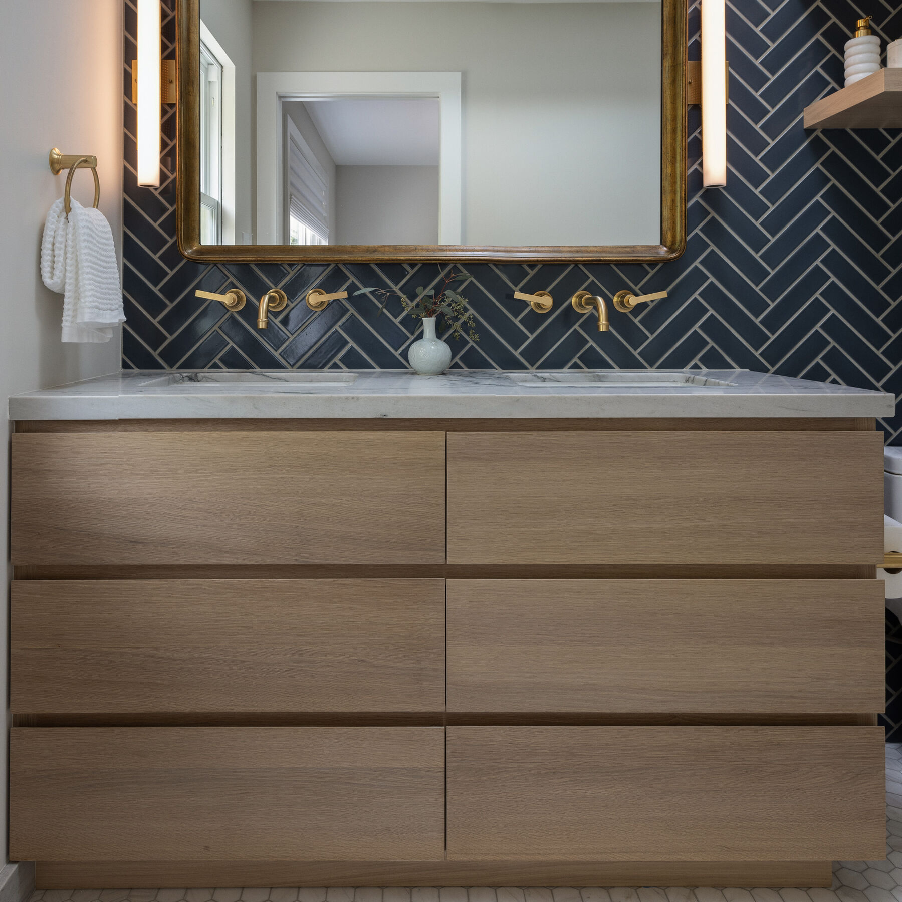 Nautical Herringbone Bathroom Accent Wall | Fireclay Tile