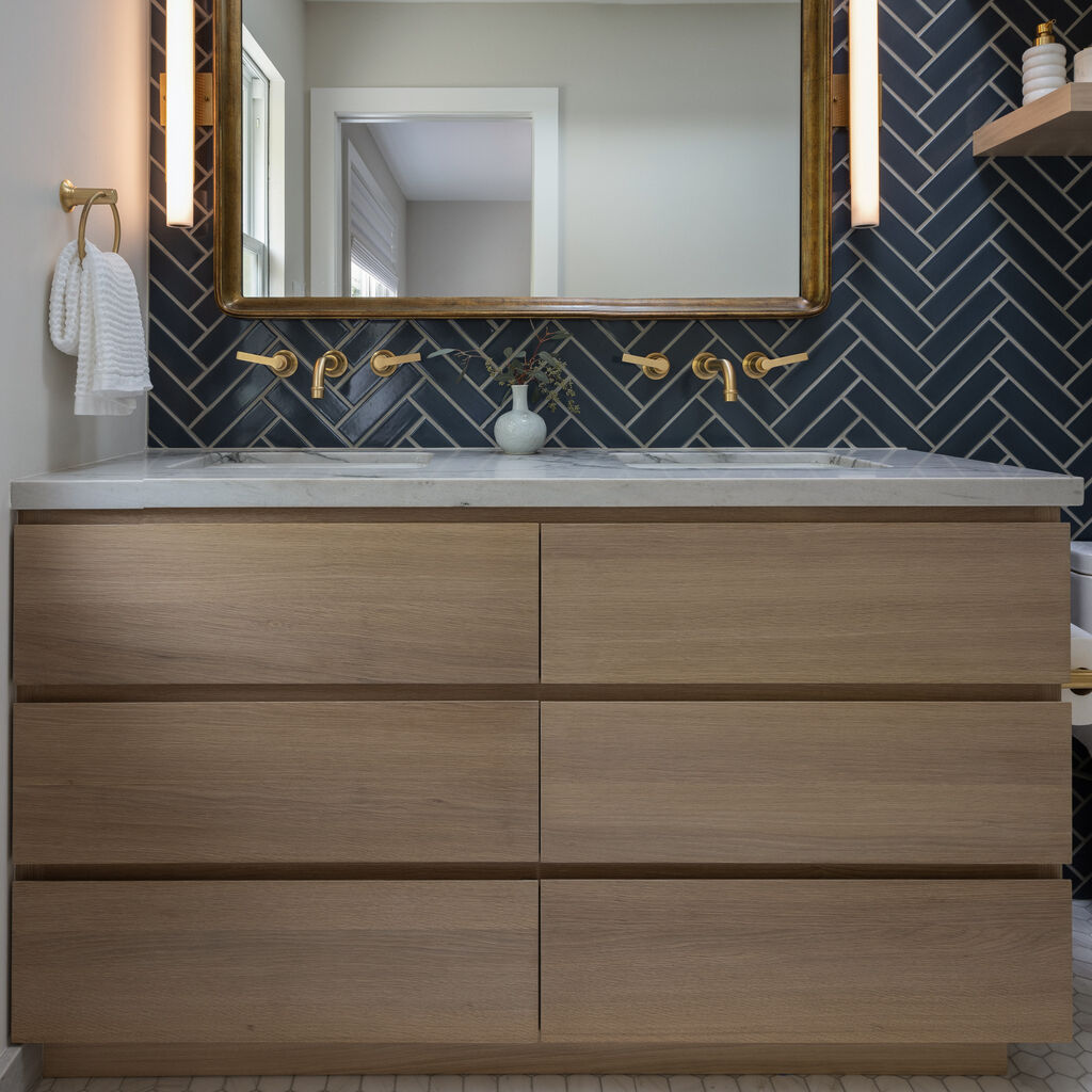 Nautical Herringbone Bathroom Accent Wall | Fireclay Tile