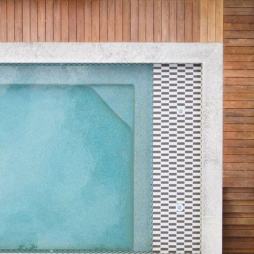 Greyscale Striped Backyard Pool Tile | Fireclay Tile
