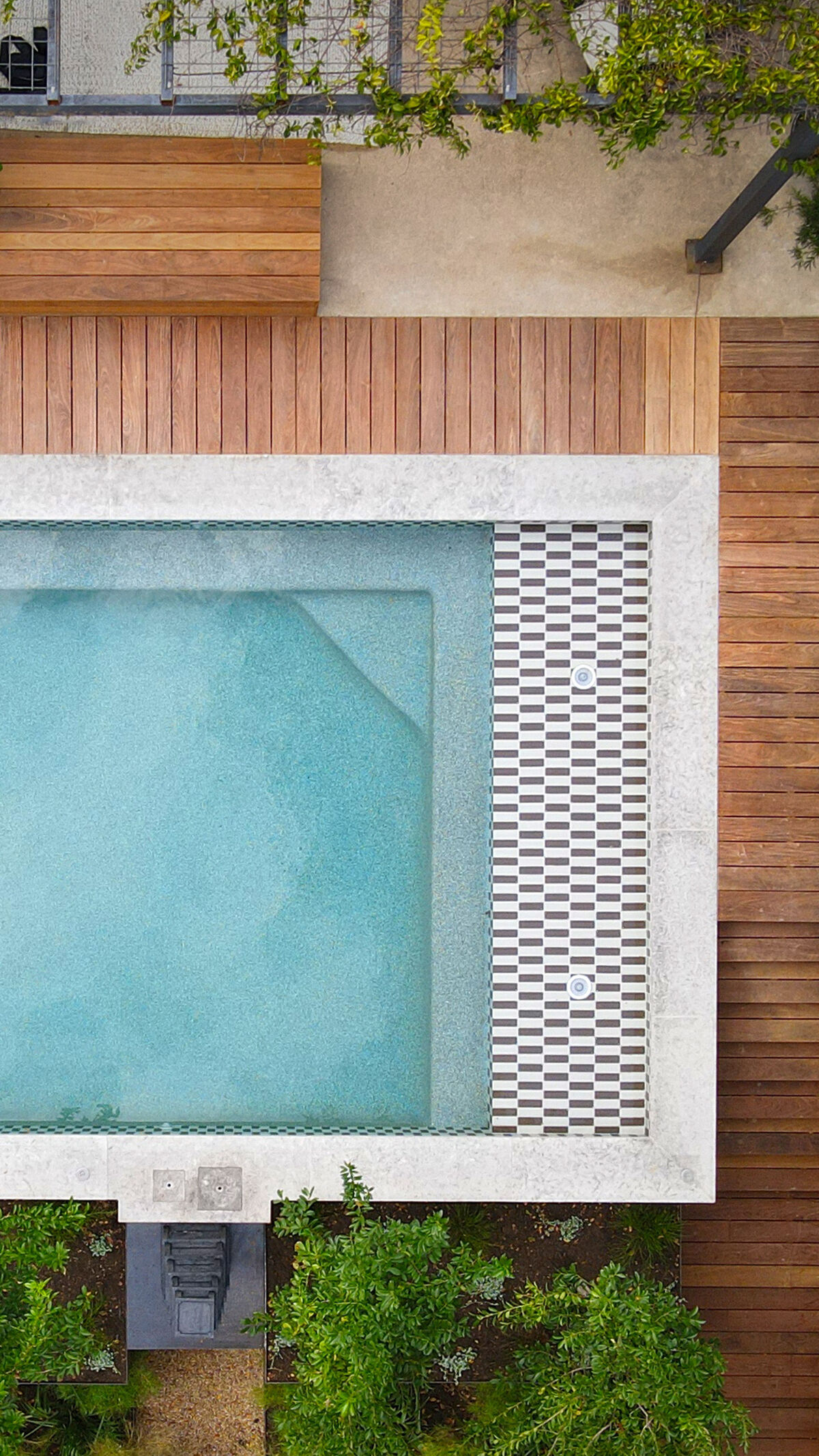Greyscale Striped Backyard Pool Tile | Fireclay Tile