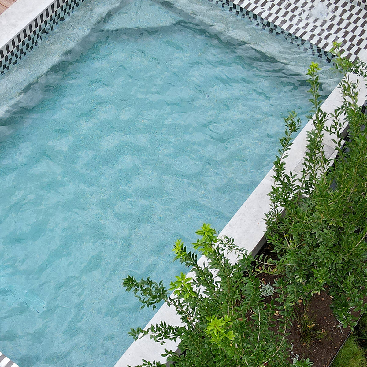 Greyscale Striped Backyard Pool Tile | Fireclay Tile