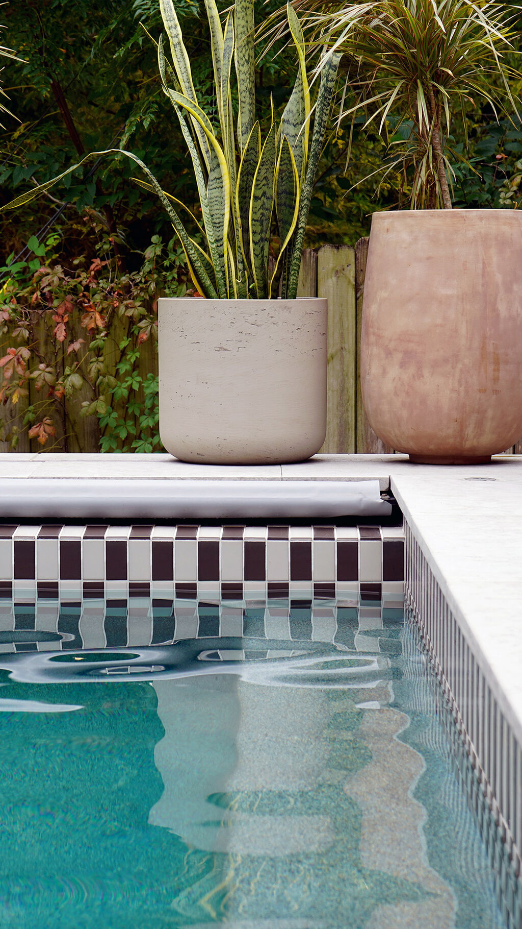 Greyscale Striped Backyard Pool Tile | Fireclay Tile