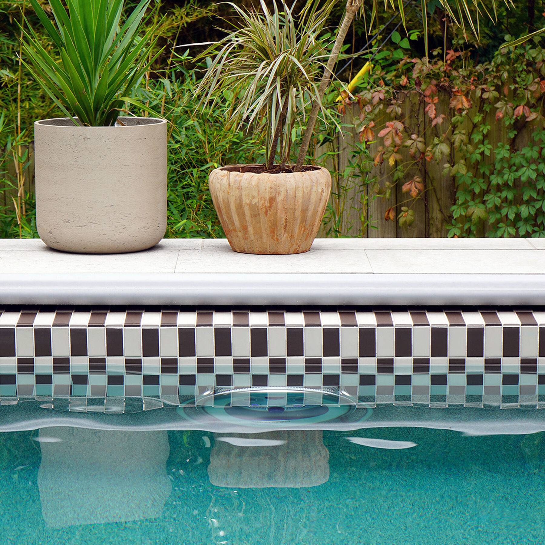 Greyscale Striped Backyard Pool Tile | Fireclay Tile