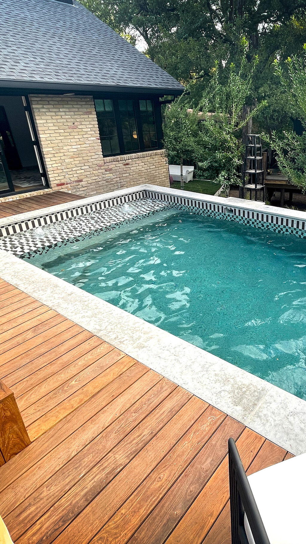 Greyscale Striped Backyard Pool Tile | Fireclay Tile