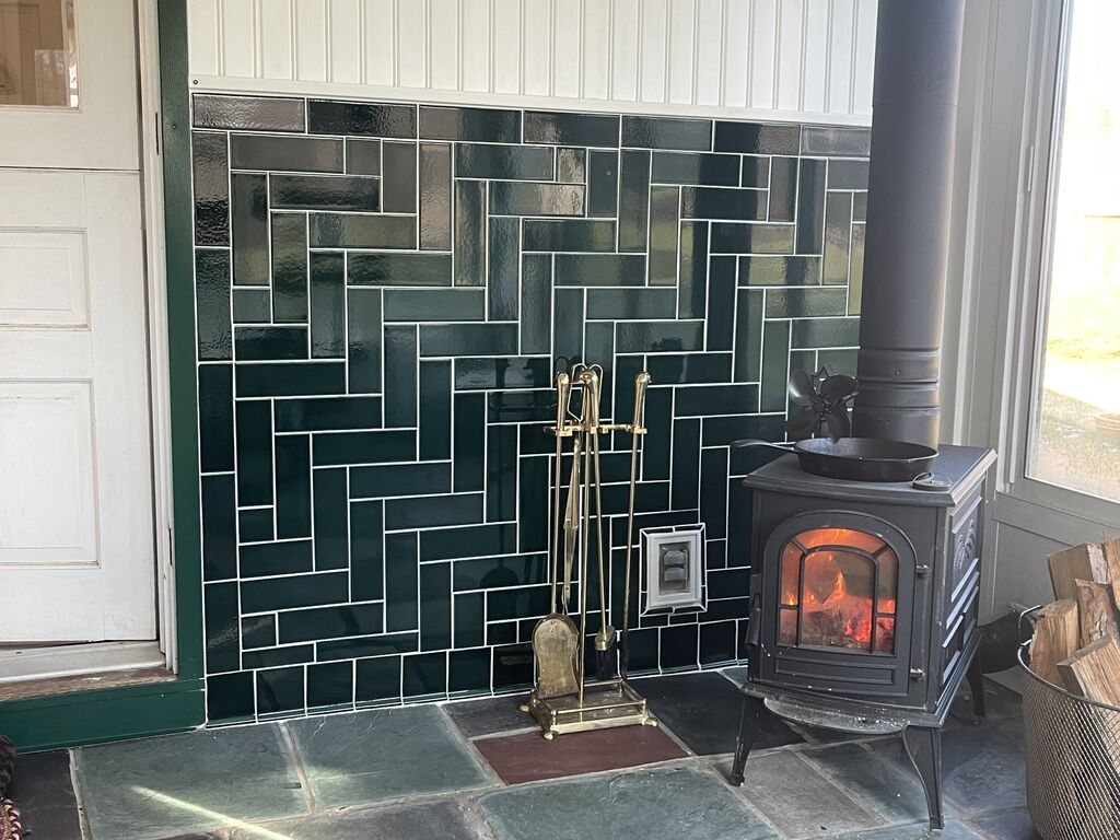 Evergreen Wood Stove Surround | Fireclay Tile