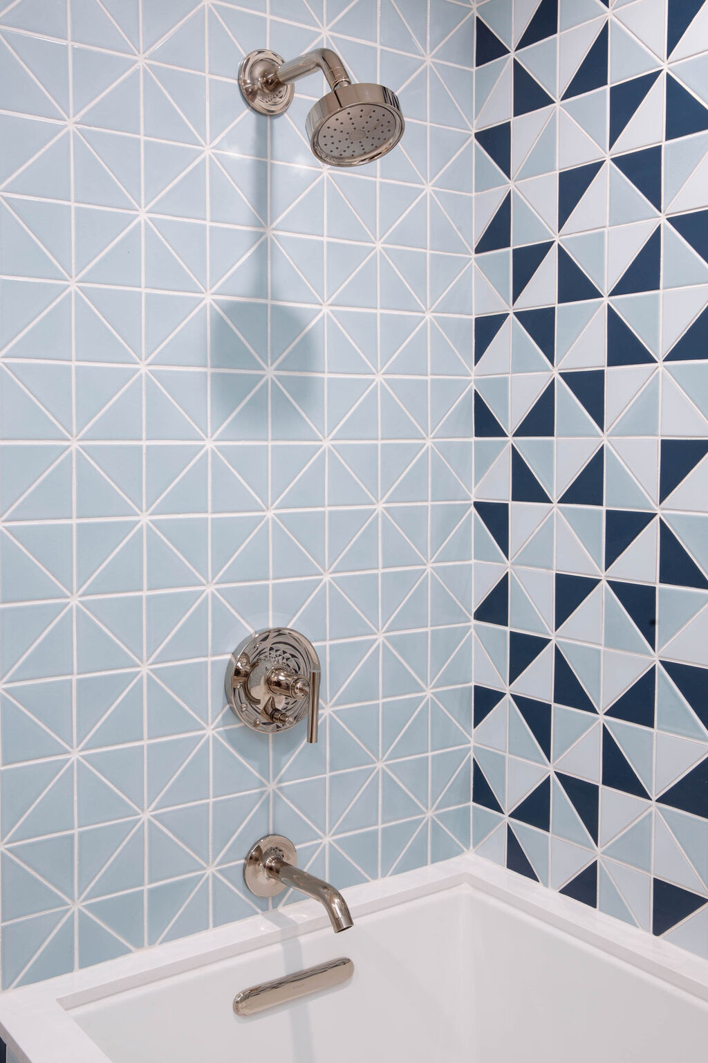 Playful Blue Triangle Bathroom | Fireclay Tile