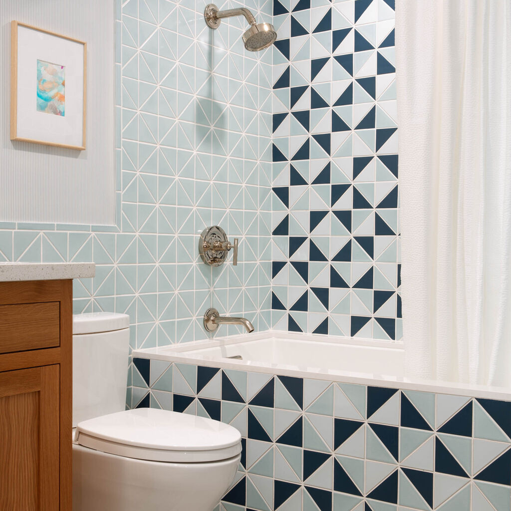 Playful Blue Triangle Bathroom | Fireclay Tile