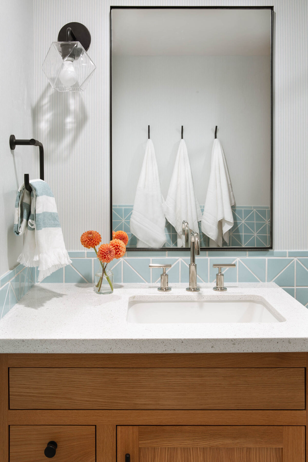 Playful Blue Triangle Bathroom | Fireclay Tile