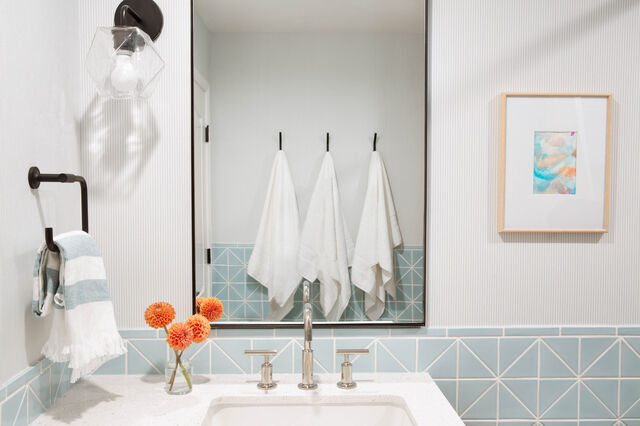 Playful Blue Triangle Bathroom | Fireclay Tile