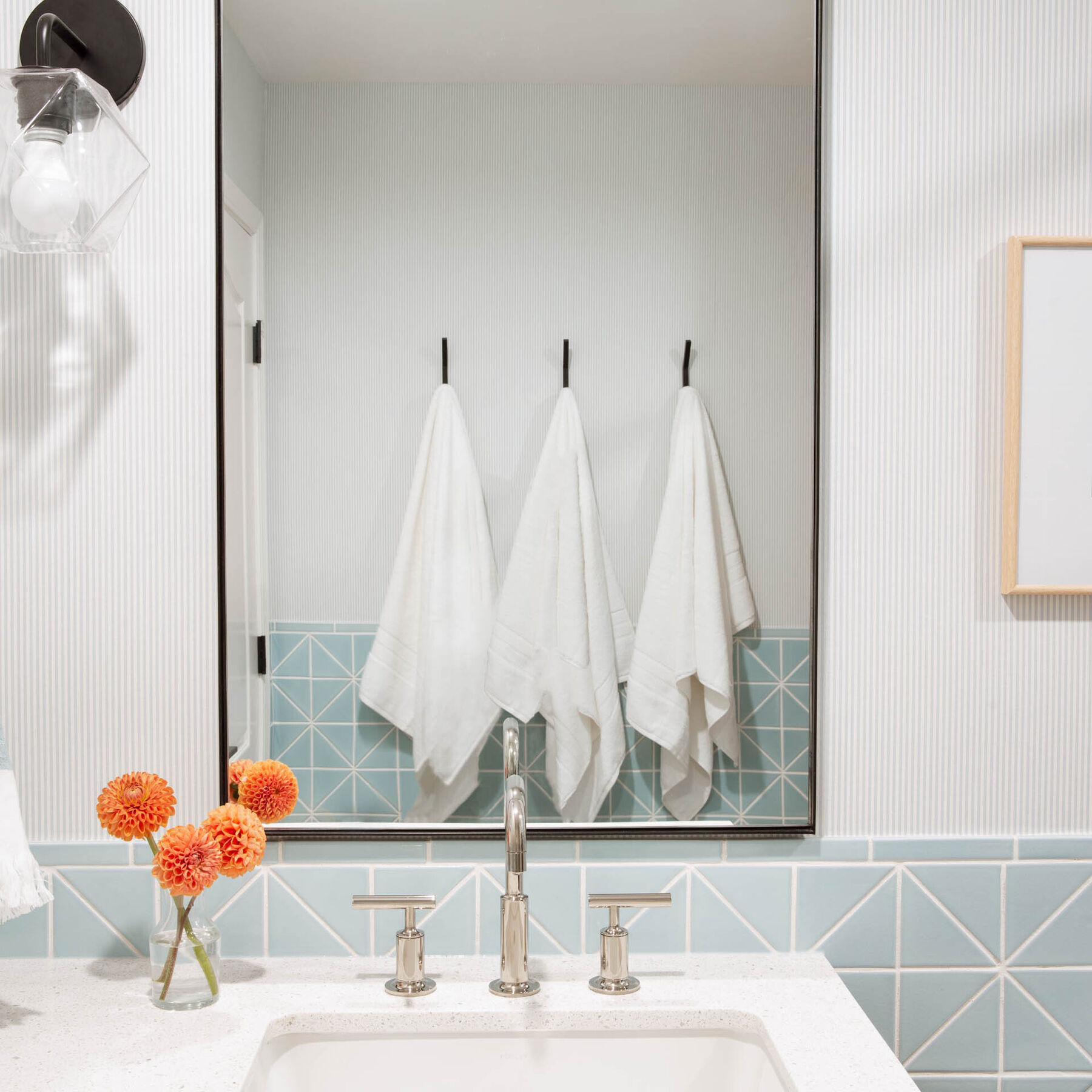 Playful Blue Triangle Bathroom | Fireclay Tile