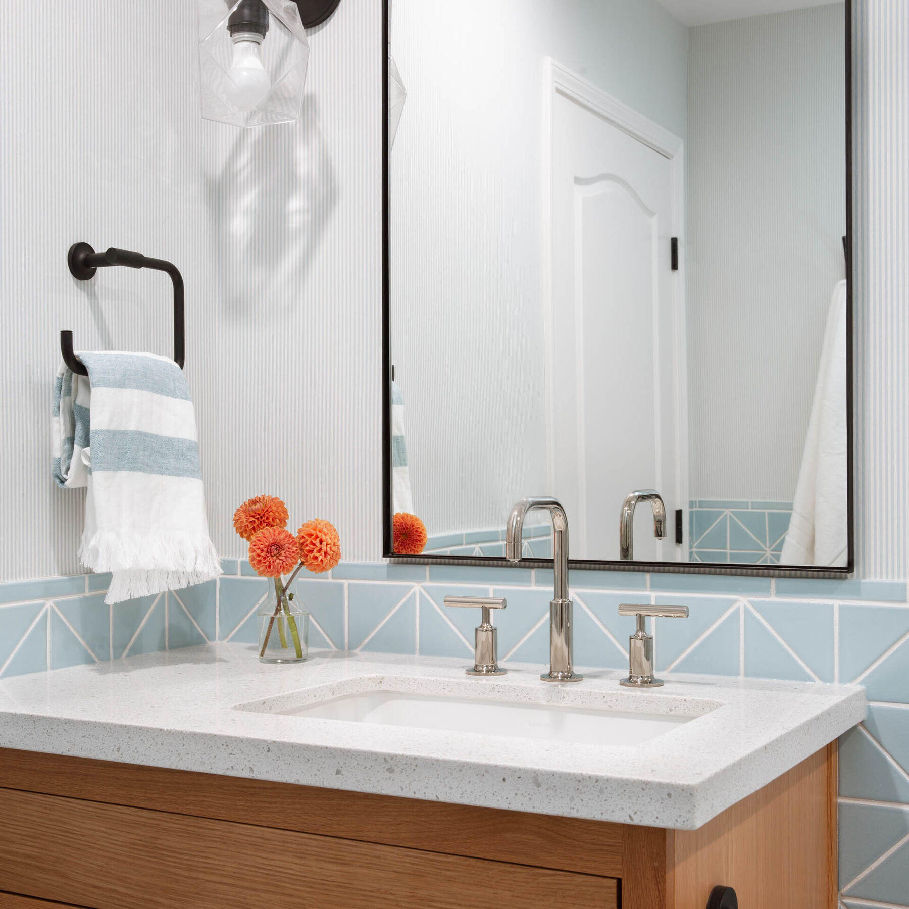 Playful Blue Triangle Bathroom | Fireclay Tile