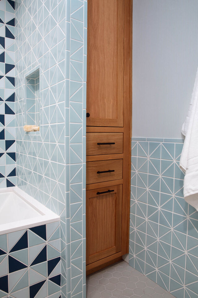 Playful Blue Triangle Bathroom | Fireclay Tile