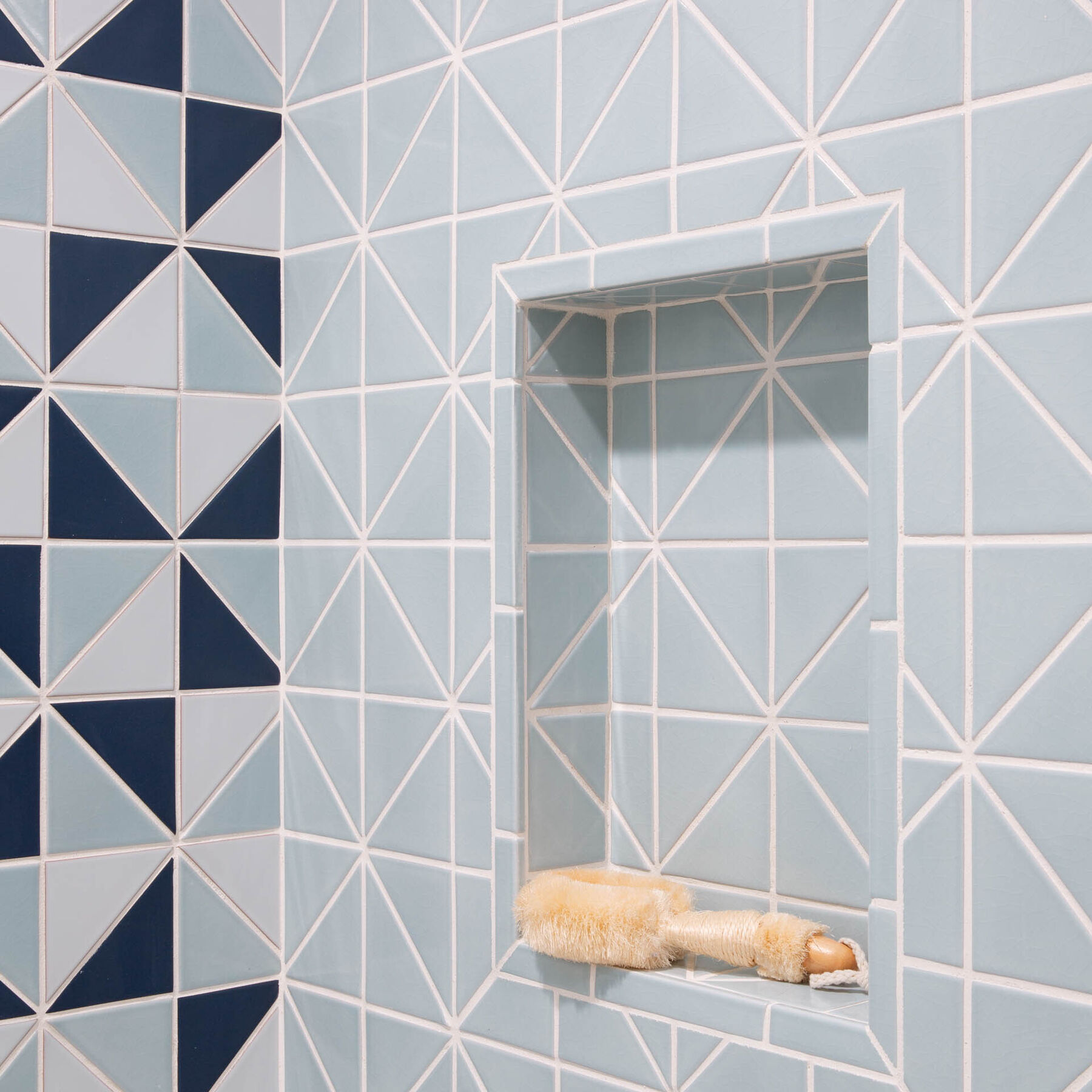 Playful Blue Triangle Bathroom | Fireclay Tile
