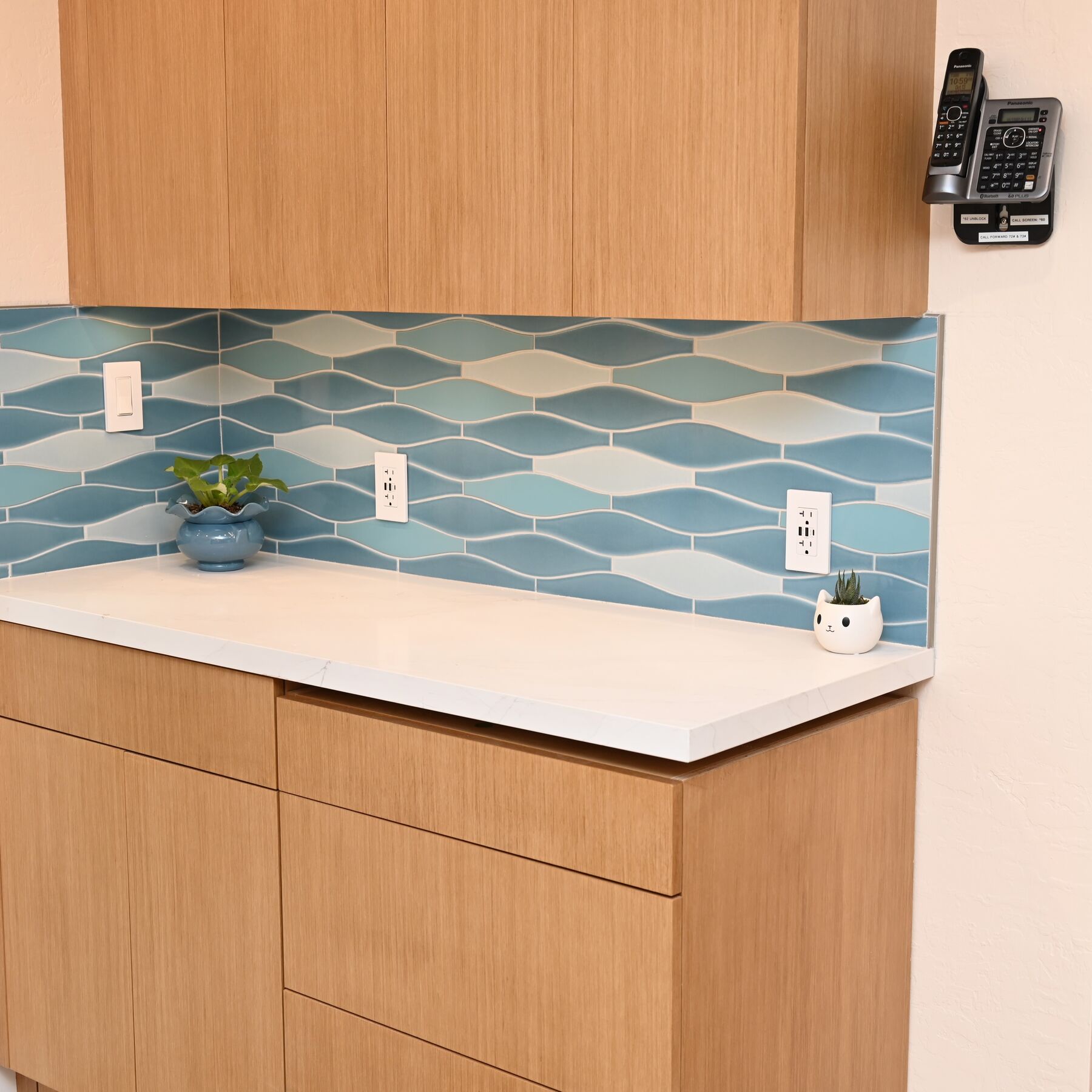 Blue Blend Wave Kitchen backsplash | Fireclay Tile