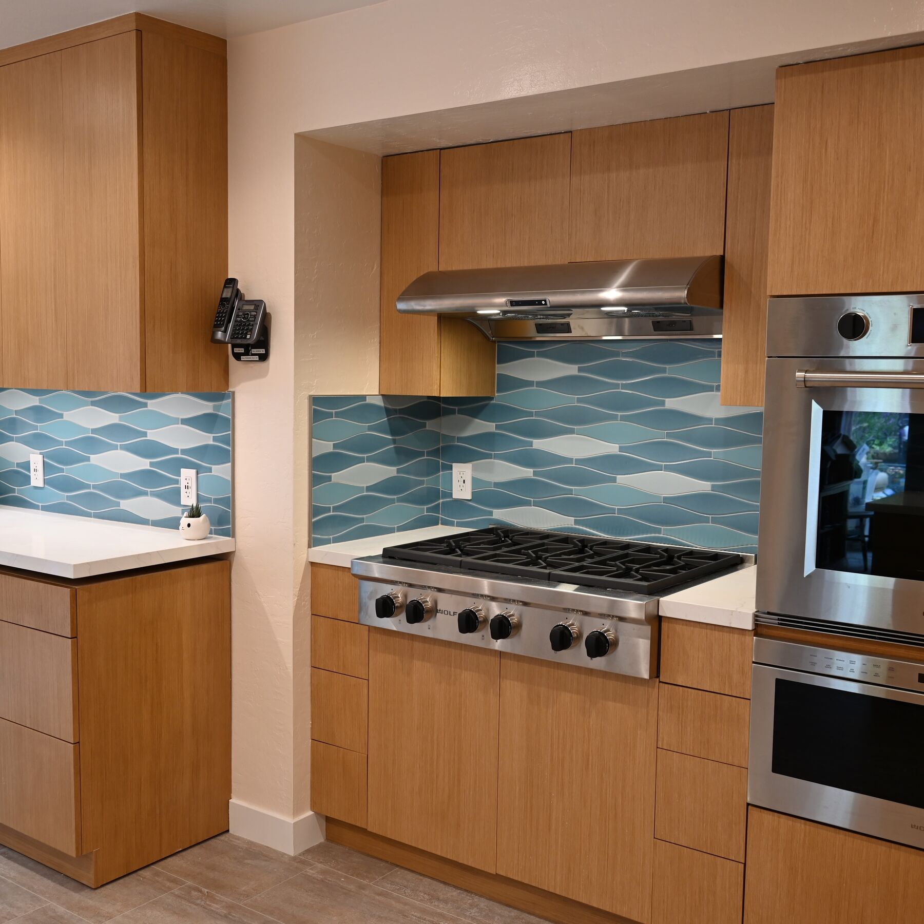 Blue Blend Wave Kitchen backsplash | Fireclay Tile