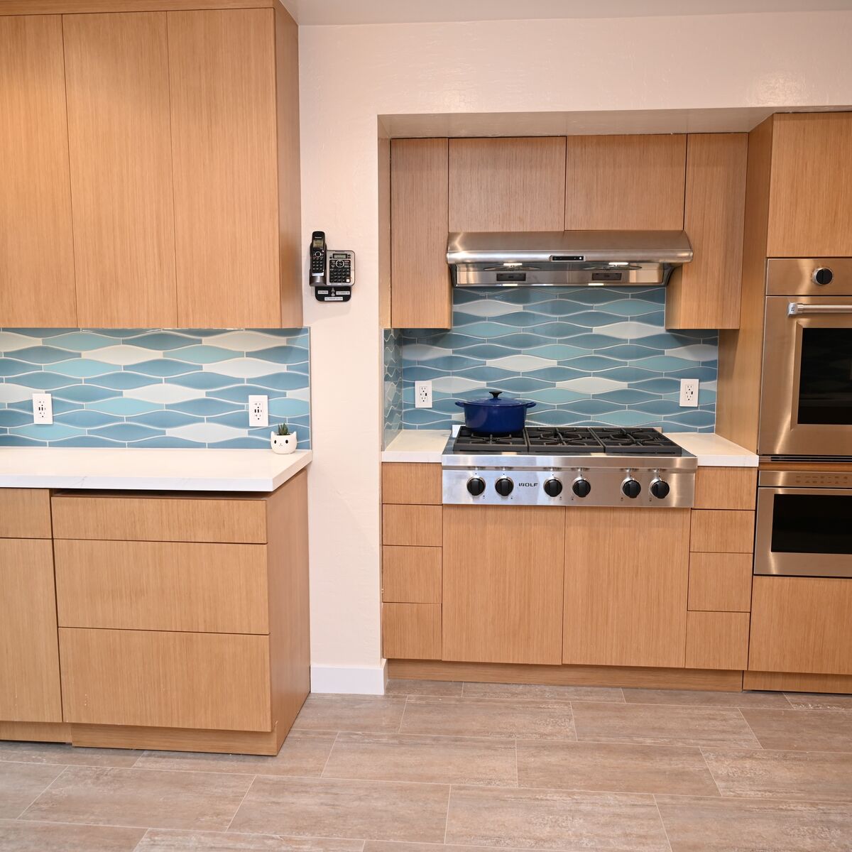 Blue Blend Wave Kitchen backsplash | Fireclay Tile