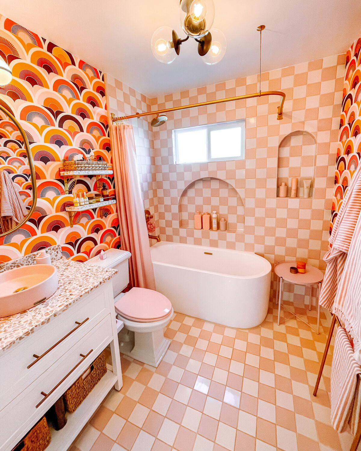 Dazey Den: Vintage-Inspired Pink Checkerboard Bathroom | Fireclay Tile