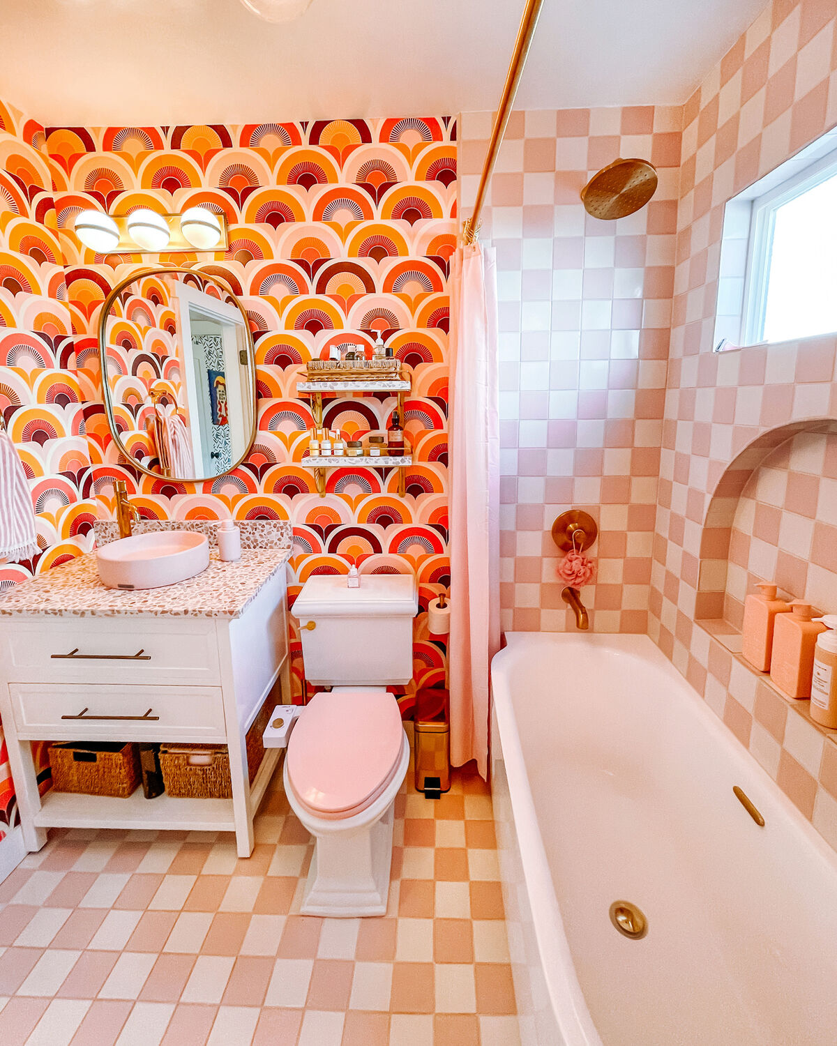 Dazey Den: Vintage-Inspired Pink Checkerboard Bathroom | Fireclay Tile