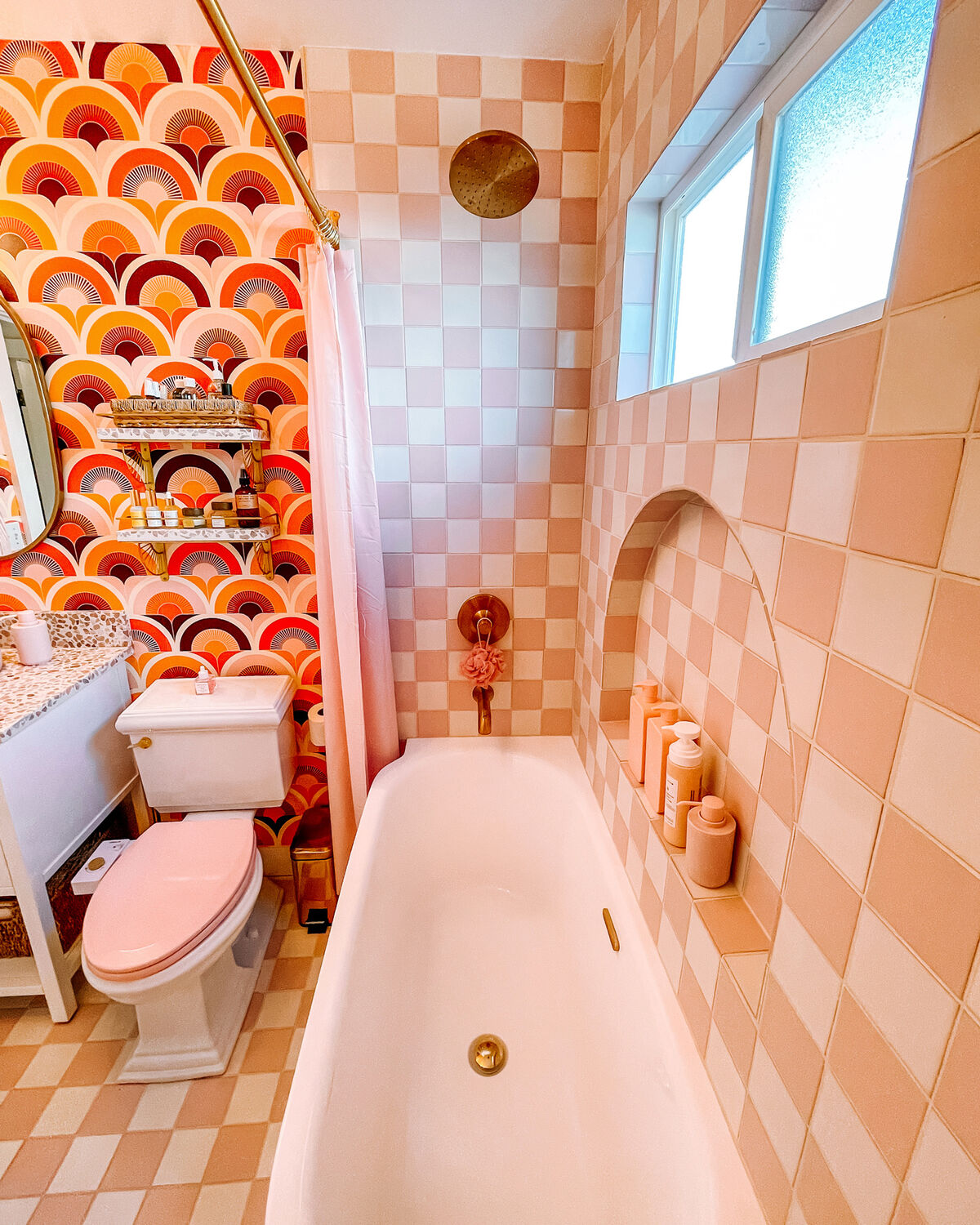 Dazey Den: Vintage-Inspired Pink Checkerboard Bathroom | Fireclay Tile